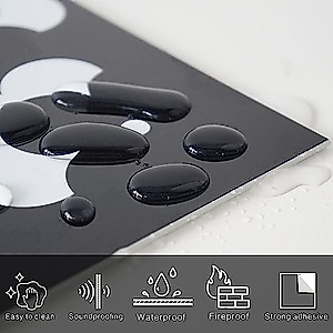 COLAMO Luxury Swatch Glossy Black Thicker Peel and Stick Kitchen Backsplash,Waterproof Self Adhesive Wall Tile,Faux Ceramic Tile,Stick on Accent Wall for Bathroom,Vanity,RV(White Floral Design,8”×8”)