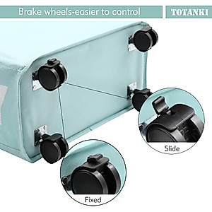 TOTANKI 25" Rolling Slim Laundry Basket on Wheels, Foldable Laundry Hamper with Handle, Collapsible Laundry Sorter and Organizer, Tall Storage Basket Bin (Light Blue)