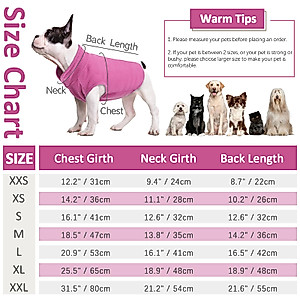 FUAMEY Dog Fleece Vest,Warm Sweatshirt Puppy Stretchy Sweater Pullover Dog Turtleneck Coat Dog Winter Jacket with Leash Hole, Dachshund Sweaters Yorkie Clothes for Small Medium Large Dogs Pink XS