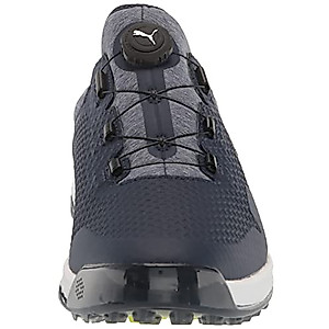 PUMA Golf Men's PROADAPT ALPHACAT DISC Golf Shoe, Peacoat-Puma Silver-Safety Yellow, 12