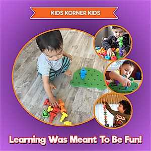 KIDS KORNER New & Improved Peg Board Stacking Toddler Toys Game Set - Lacing Fine Motor Skills for Ages 3 and Up - Matching Shapes with Pegs & Activity eBook