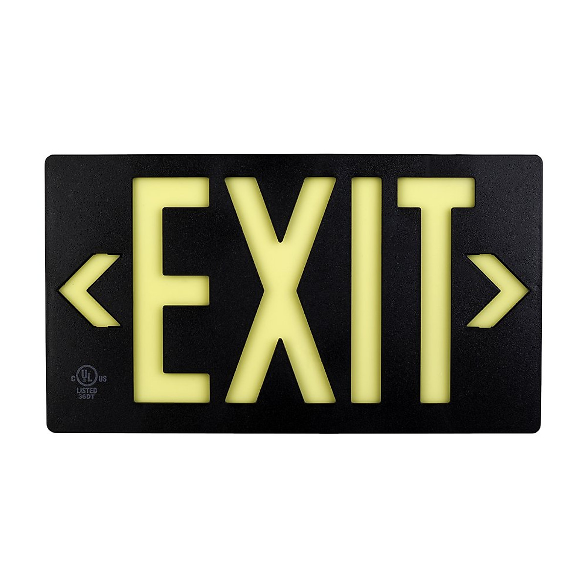 UL Listed 50 foot Jessup Glo Brite 7060-B 8.75-x-15.5-Inch Single Sided Exit Sign with Frame, Black (Mounts 4 ways, includes bracket and arrows)