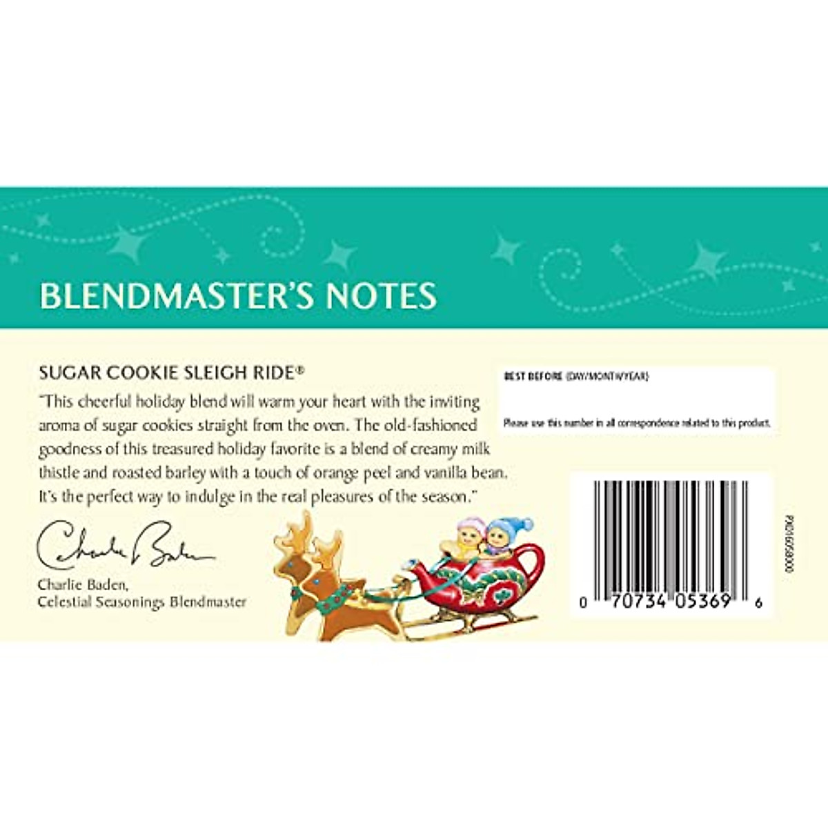Celestial Seasonings Herbal Tea, Sugar Cookie Sleigh Ride, 18 Count (Pack of 6)