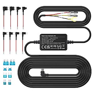 OMBAR Dash Cam Hardwire Kit, 11.5ft Micro USB Hard Wire Kit Fuse for Dashcam, 12V-24V to 5V Car Dash Camera Charger Power Cord, Low Voltage Protection, Enable Parking Mode for DC21, DC42