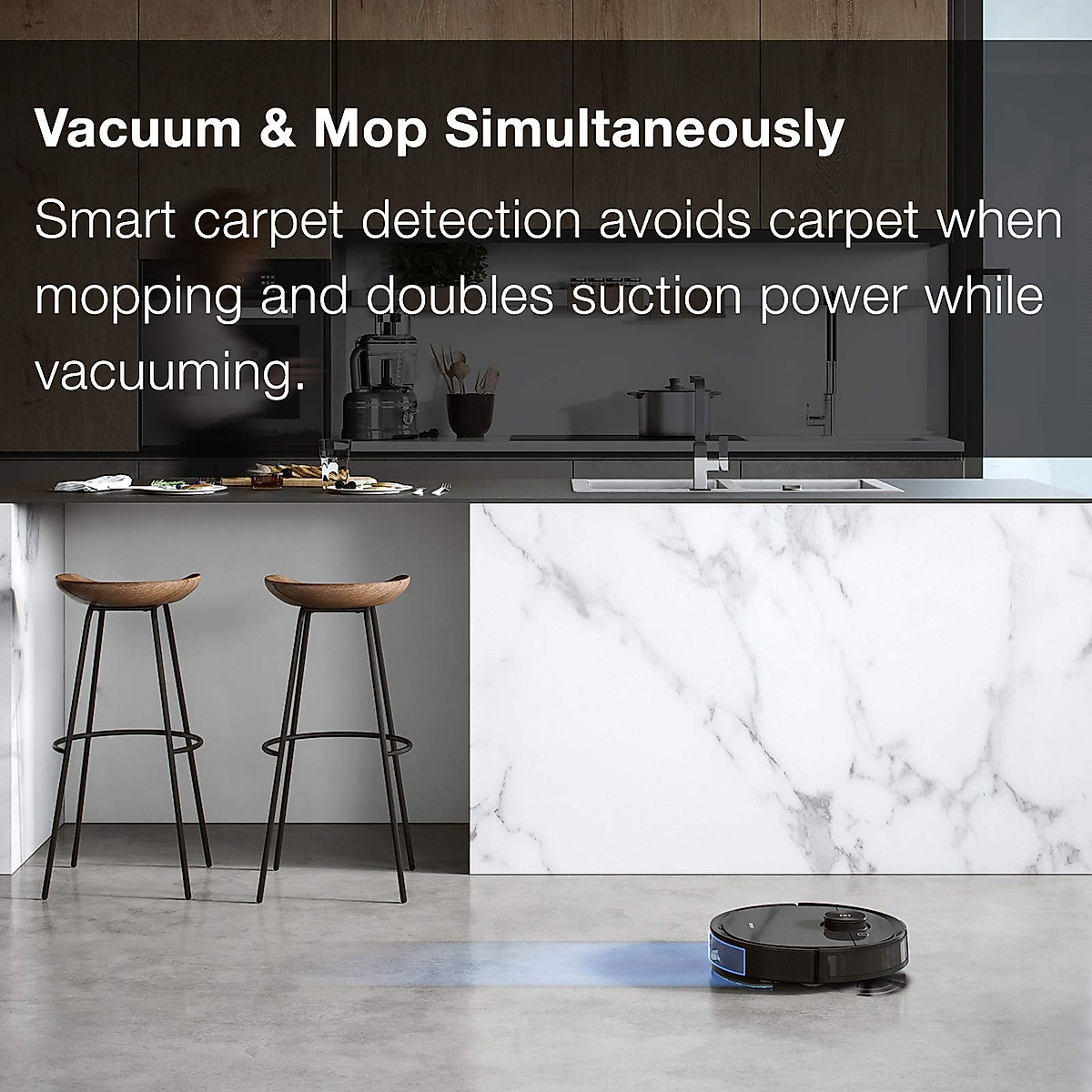 ECOVACS Deebot Ozmo T8 AIVI Robot Vacuum Cleaner & Mop with Auto-Empty Station, Smart Objection Recognition, Advanced Laser Mapping, High Efficiency Filter Ideal for Pet Hair, 3+ Hours of Runtime