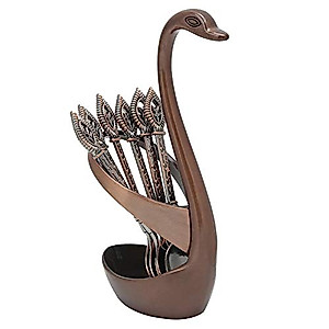 NITRIP Elegant Portable Spoon Holder, Flatware Organizer, for Tableware Kitchen(Red Bronze + 6 Spoons)