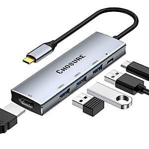 USB C Hub, 5 in 1 USB-C Splitter Thunderbolt 3 Hub to 4K HDMI Adapter for MacBook, USB 3.0 Port, 100W PD,Chosure Type C Dongle Compatible with MacBook Pro Air HP XPS Steam Deck and More Type C Devices