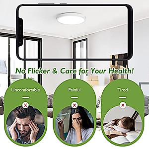 LED Flush Mount Ceiling Light Fixture, 100W Equivalent Modern Kitchen Recessed Ceiling Lamp 5000K Daylight White 15W 1200Lm 7 Inch Closet Round Surface Mount for Bathroom Laundry Bedroom Hallway