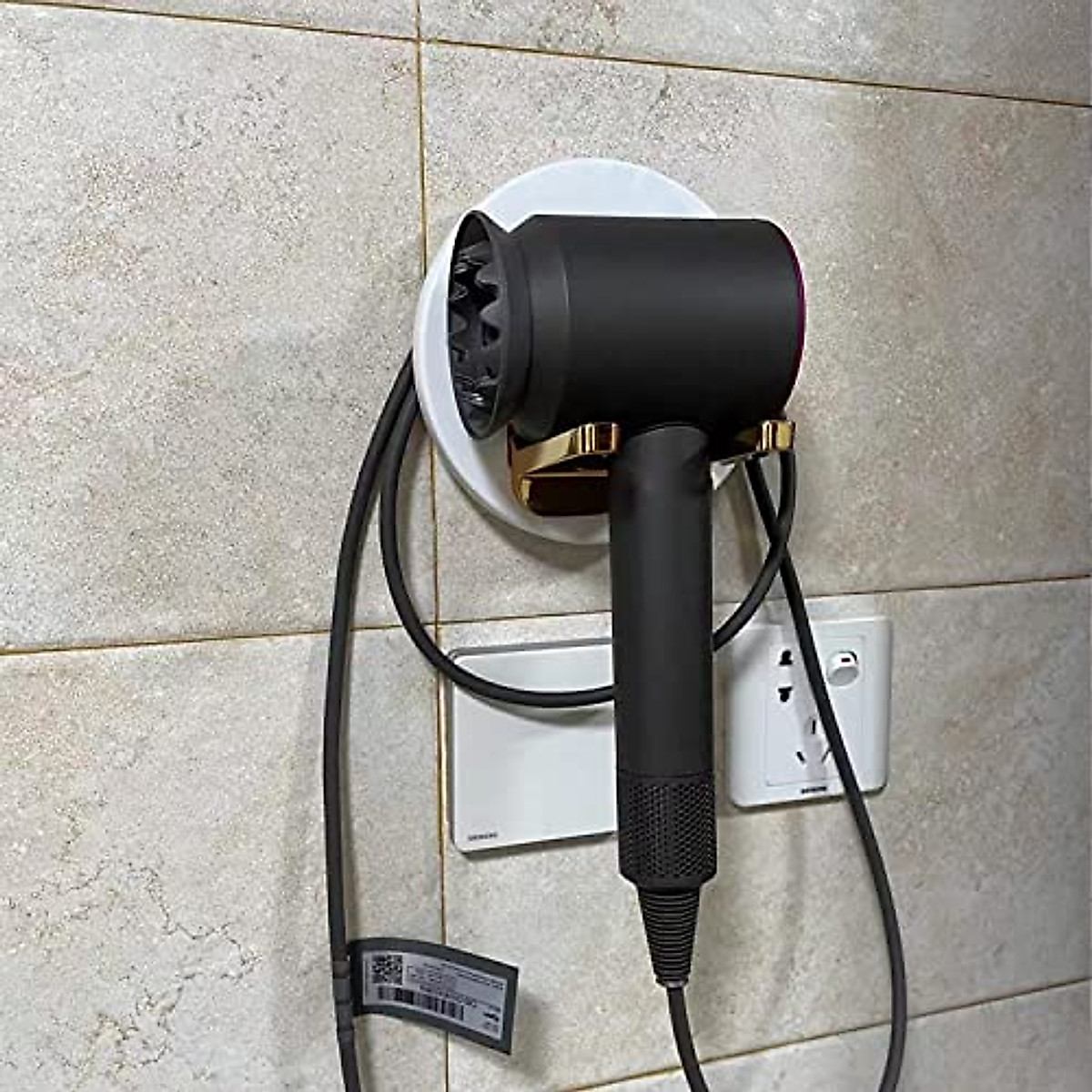 2 PCS Hair Dryer Holder, Bathroom Adhesive Blow Dryer Holder, Wall Mounted Hair Dryer Rack, No Drilling Dryer Rack for Blow Dryer Cabinet Door Hair Care Styling Tool Organizer