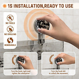 MEIGESI Acrylic Clear Suction Cup Shower Caddy, Detachable Wall-Mounted Storage Rack, No-Drill Shower Organizer, Removable Storage Rack for Bathroom/Kitchen/Bedroom, Gray Silver, 2 Pack