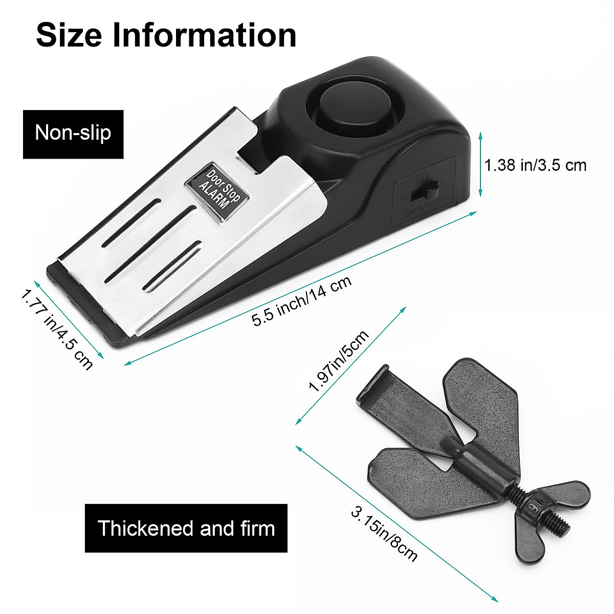 Portable Door Lock and Door Stop Alarm, Winspeed Dual Protection Security Door Locks Devices for Home Apartment Traveling Hotel (2 Pack), Black, 5.5 x8 x 1.6 inch