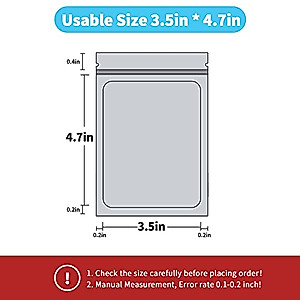 100 pack mylar bags holographic smell proof packaging bag for small bussiness resealable zipper sealable pouch bags sample, jewelry, lipgloss, food,soap,electronic supplies（3.5×4.7 inch,black）