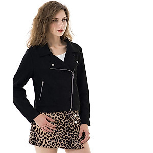 Apperloth A Women’s Solid Long Sleeve Faux Suede Motorcycle Jackets Zipper Short Coats