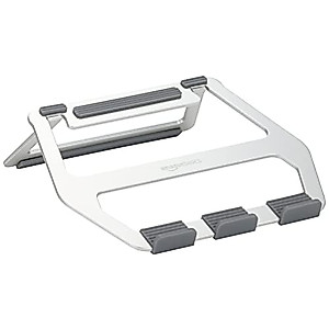 Amazon Basics Aluminum Portable Foldable Support Stand for Laptops up to 13 Inches, Silver