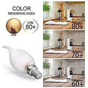 carryBC Candelabra LED Bulbs 2700K 40w Equivalent Improve Flame tip Frosted Glass E12 Base Warm White Decoration E12 LED Bulb Dimmable 12 Pack