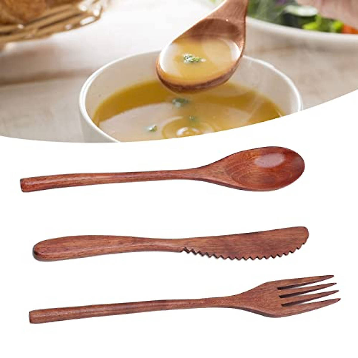 Wooden Cutlery Set Scratch Proof Portable Spoon Fork Cutter Tableware With Box For Dessert Salads Noodles Wooden Cutlery Set Scratch