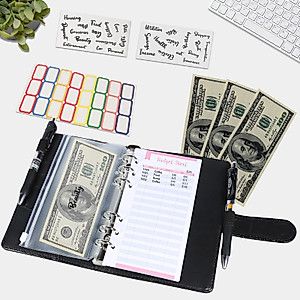 A6 6 Ring Budget Binder - Crocodile Pattern Leather Notebook Binder, Small Refillable Planner Cover with Magnetic Buckle, Black