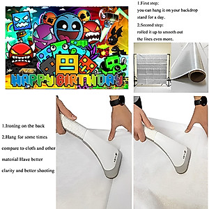 Geometry Dash Photography Backdrop,Geometry Dash Party Background, Party Supplies,Backdrop for Kids Birthday Decoration,Baby Shower Photography Banner Decoration.