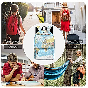 Backpack World Map And Flags School Bookbag for Boys Girls Computer Backpacks Book Bag Travel Hiking Camping Daypack