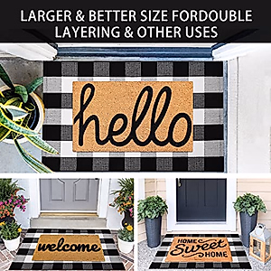 KOZYFLY Buffalo Plaid Area Rugs 27.5x43 Inches Black and White Checkered Rug Washable Front Door Mat Hand Woven Cotton Outdoor Rug Small Rug for Front Porch Kitchen Entryway Patio Bathroom