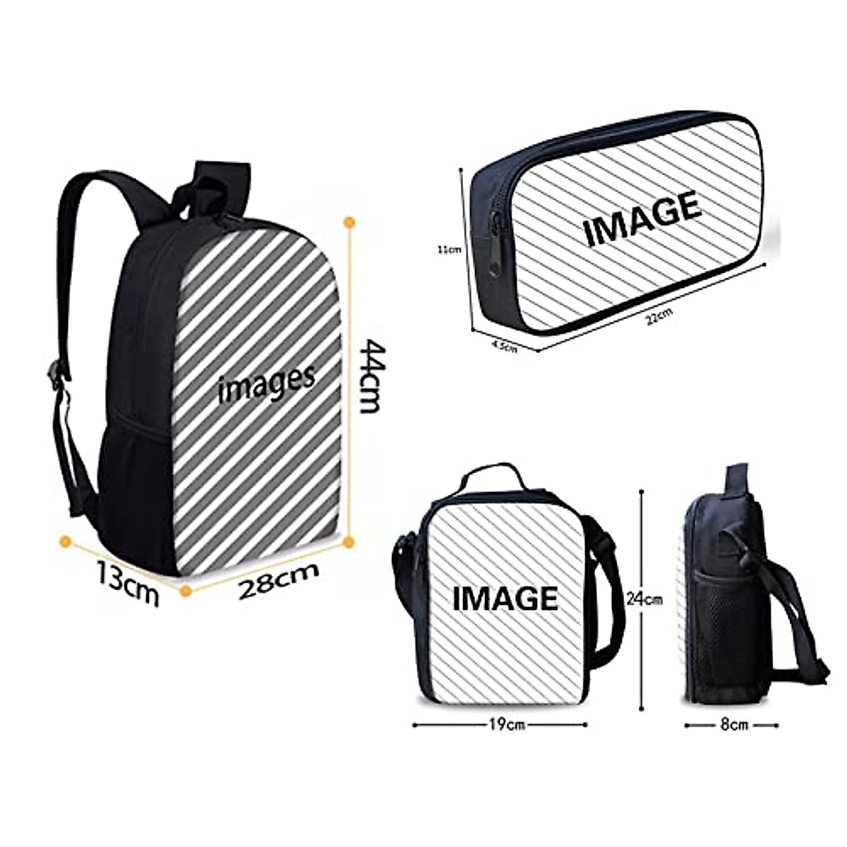 STUOARTE Cartoon Panda Kids Backpack with Lunch Box School 3 Piece Backpack Set for Children with Lunch Box Pen Holder Case, Boys Girls Lightweight Bookbag, 17 Inch Large Backpack for School Hiking Picnic