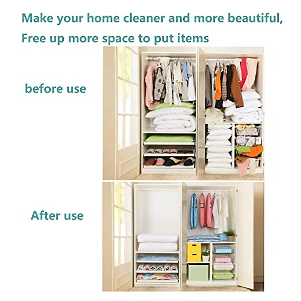 Vacuum Storage Bags, Reusable Compression Space Saver Bags, 12 Pack, 4 X Medium, 4 X Large, 4 X Extra Large, With Free Hand Pump, for Travel, Clothes, Mattress, Blanket, Pillows, Comforters