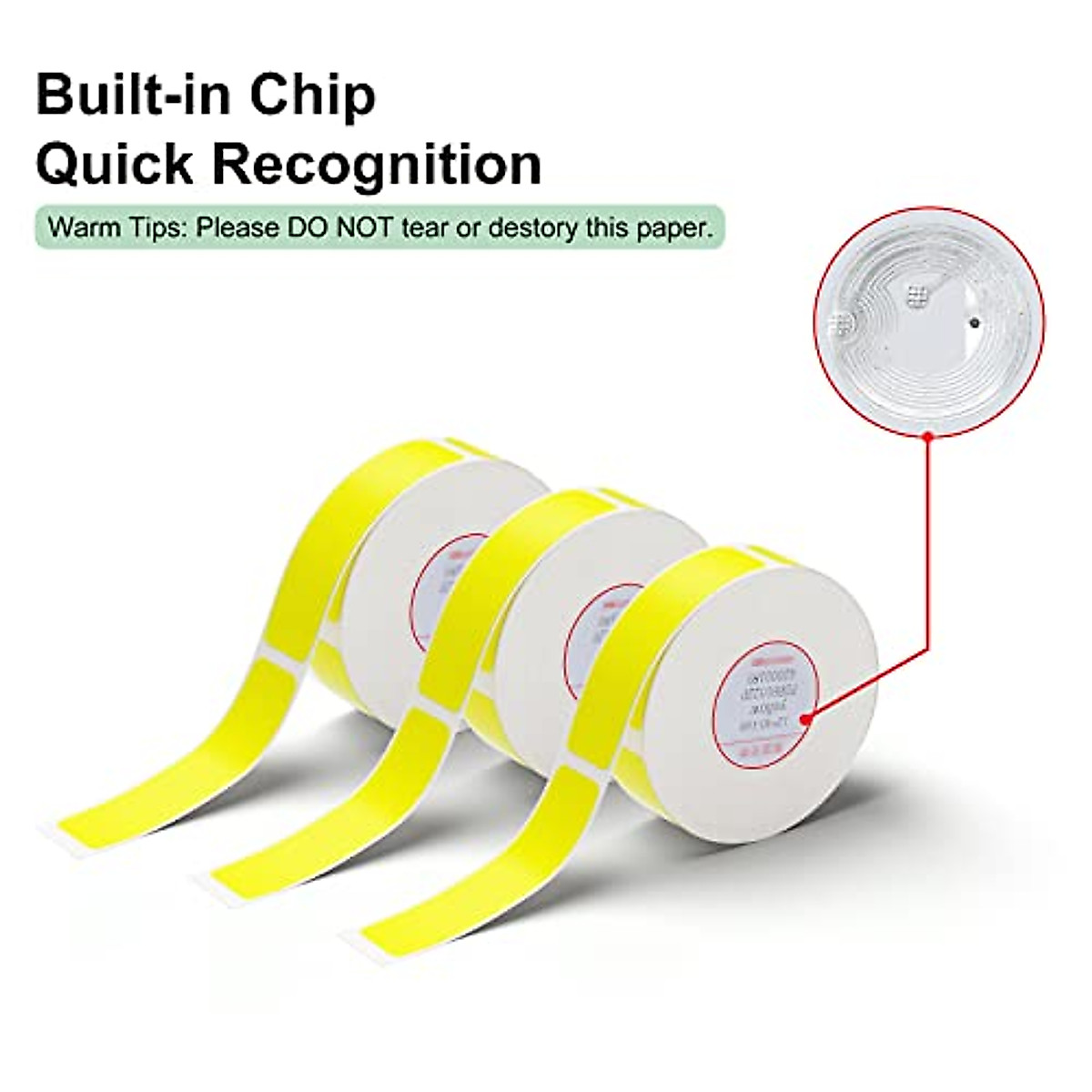 INeedIt Label Maker Tape Replacement for Niimbot D11 D110 D101 Label Printer, Adapted Label Print Paper, Thermal Sticker Paper 0.47"x 1.57" Waterproof Self Adhesive Labeling Tape(2 Rolls, Yellow)