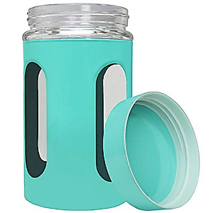 Blue Donuts 32 Oz Glass Jars with Airtight Lids - Glass Kitchen Canisters, Glass Containers for Food Storage with Lids, Airtight Food Storage Containers for Pantry, 946 ML Clear Jars, Turquoise