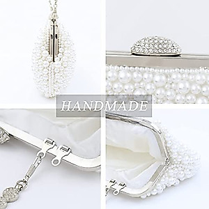 Women Pearl Clutch Pearl Beaded Purse and Clutch Elegant Formal Evening Bag Party Bridal Handbags (White)