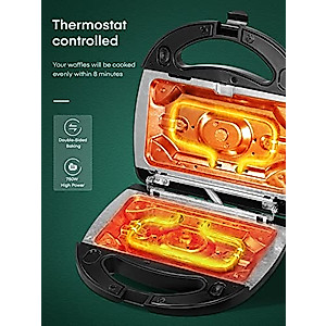 FOHERE 3-in-1 Sandwich Maker, Waffle Maker, Sandwich Grill, Portable Electric Panini Press with Removable Non-Stick Plates, LED Indicator Lights, Cool Touch Handle, Toaster, Grilled Cheese Machine