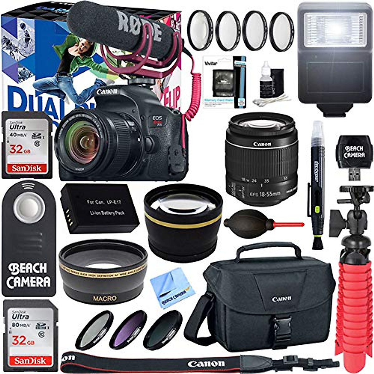 Canon EOS Rebel T7i Digital SLR Camera Video Creator Kit + 18-55mm Zoom Lens Accessory Bundle