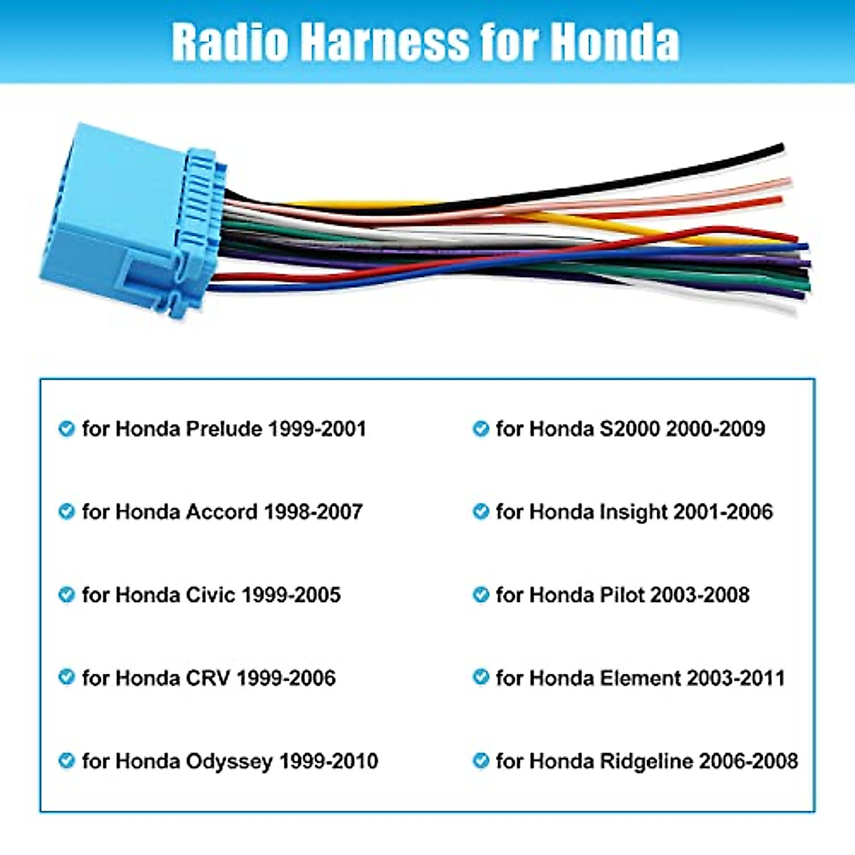 Fiegromech Car Radio Wire Harness Adapter Replacement for Select Honda and Acura Stereo Wiring Harness Cable