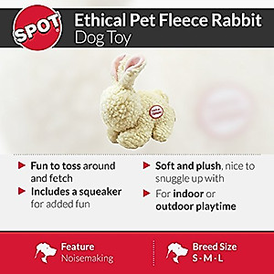 SPOT by Ethical Products Super Soft Vermont Fleece Dog Toys - Calming Dog Toy with Squeaker Dog Toy For Small Dog Puppy Toys Large Dogs Toys Chew Squeak Puppy Interactive Fetch Toy - Rabbit