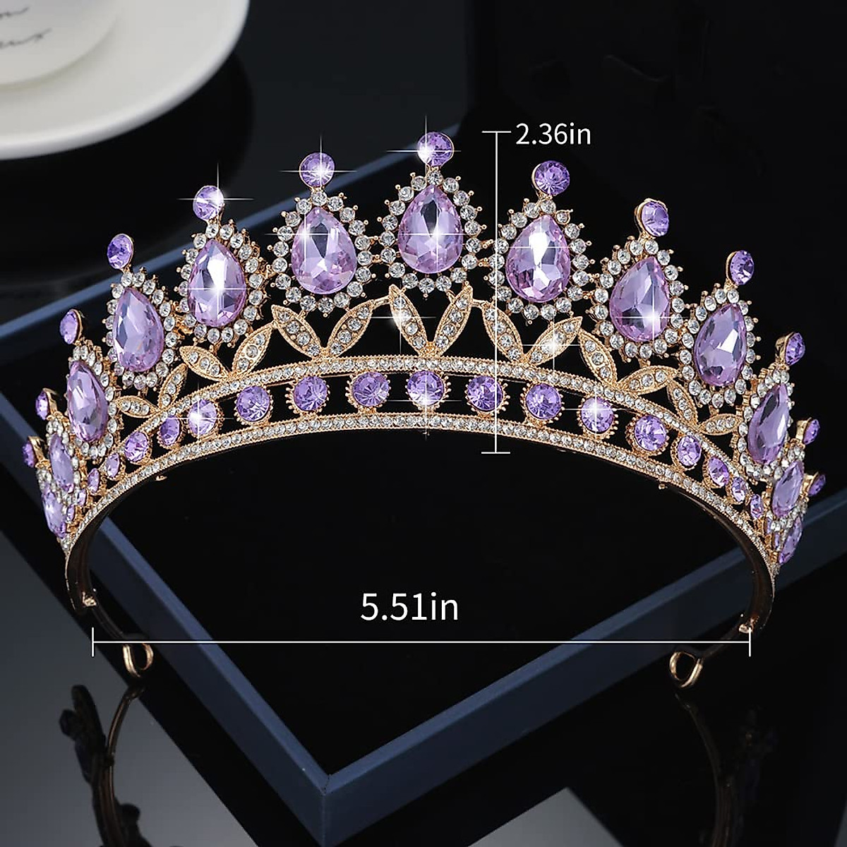 Kamirola Royal Queen Crown and Tiaras Princess Crown for Women and Girls Crystal Headbands for Bridal, Princess for Wedding and Party (Purple)