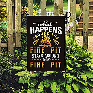 Chengxun Camper Stays Around The Fire Pit Garden Flag Vertical Double Sided, What Happens Around The Fire Pit Holiday Party Yard Outdoor Decoration 12.5*18 inches