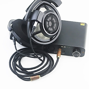 NewFantasia 6N OCC Copper Silver Plated Upgrade Audio Cable Compatible with Sennheiser HD800, HD800S, HD820 Headphones with 3.5mm Male and 6.3mm Adapter Walnut Wood Shell