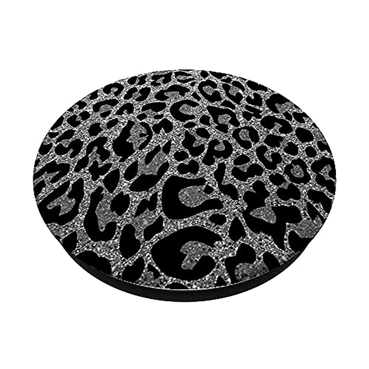 Black Silver Leopard Print PopSockets Swappable PopGrip