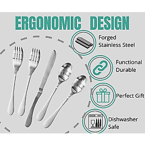 Knork Original Collection Cutlery Utensils 18/10 Stainless Steel Flatware Set, 20 Piece, Matte Silver & Storage Tray/Flatware Organizer, large, Weathered Gray