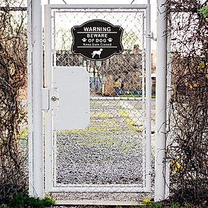 2 Pack Beware of Dog Signs for Fence,10x8 Inch Rust Free .040 Aluminum Metal Yard Sign, Fade Resistant, UV Protected, Weatherproof Warning Dog Sings for Door or Gate