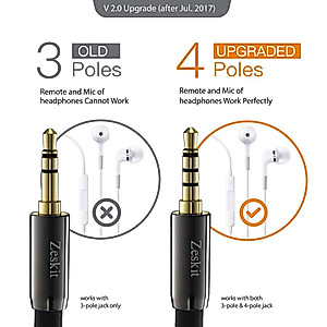 Zeskit Premium 3.5mm Jack Male to Female AUX Audio Extension Cable, TRRS 4 Poles for Headphones with Mic, Speakers - 12ft