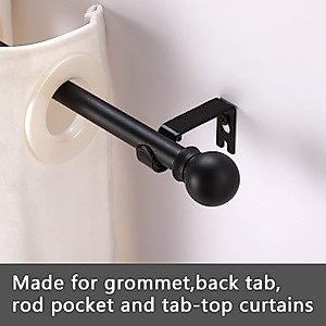 Curtain Rods for windows 32-48 inch, 5/8 inch Diameter Metal Standard Decorative Curtain Rod Set, Small Adjustable Telescoping Curtain Rod, Matte Black