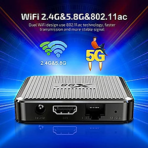 Android 11.0 TV Box,X98Q Amlogic S905W2 Quad Core X96Q Upgraded RAM 2GB ROM 16GB Dual WiFi 2.4G/5.8G 4K 6K AV1 Home Smart Media Player Android TV Box Set top Box
