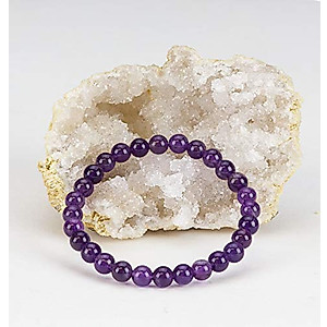 Cherry Tree Collection - Small, Medium, Large Sizes - Gemstone Beaded Bracelets For Women, Men, and Teens - 6mm Round Beads (Amethyst - Small)