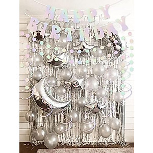 Older Wiser Hotter Happy Birthday Banner Party Decorations, Cute Iridescent Birthday Garland Birthday Girl Sash for Women 30th 40th 50th 60th 70th 80th Home Indoor Disco Photobooth Backdrop Decor