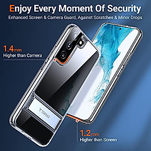 TORRAS MoonClimber Galaxy S22 Case 6.1", 6X Shockproof, 3-Way Stand, Slim Hard Kickstand, Clear
