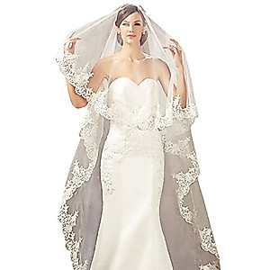 Babyonline Lace Edge Cathedral Length Wedding Bridal Veil,White