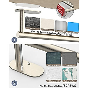 WZKALY Paper Towel Holder, Adhesive Paper Towel Holder Under Cabinet Self-Adhesive or Wall Mounted SUS304 Stainless Steel for Kitchen Bathroom Farmhouse Barbecue Laundry (Sliver)