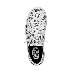 Hey Dude Cody Desert White/Black Men's 10 & Women's 12 | Unisex Sneakers | Unisex Slip On Shoes | Comfortable & Light-Weight
