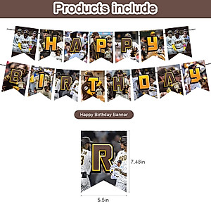 Generic San-Diego Baseball Theme Party Supplies Birthday Decorations, Padres Baseball Team Party Supplies Include Banner, Cake Toppers,Balloons for Birthday Party Supplies, Orange