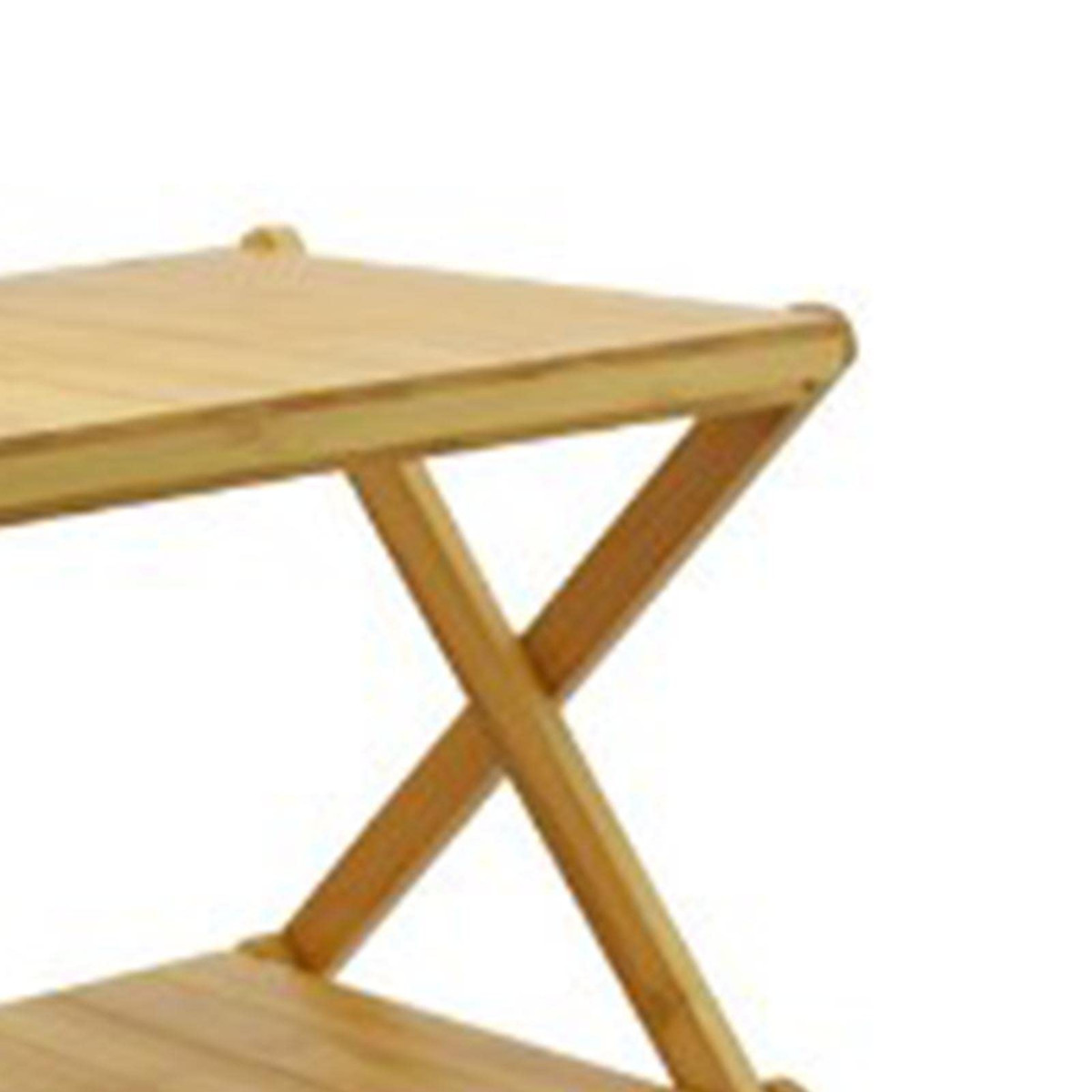 Folding Storage Rack, Powerful Load Bearing Large Storage Space Multi Layer Wooden Foldable Shelf Smooth for Outdoor Camping (3 Layers)